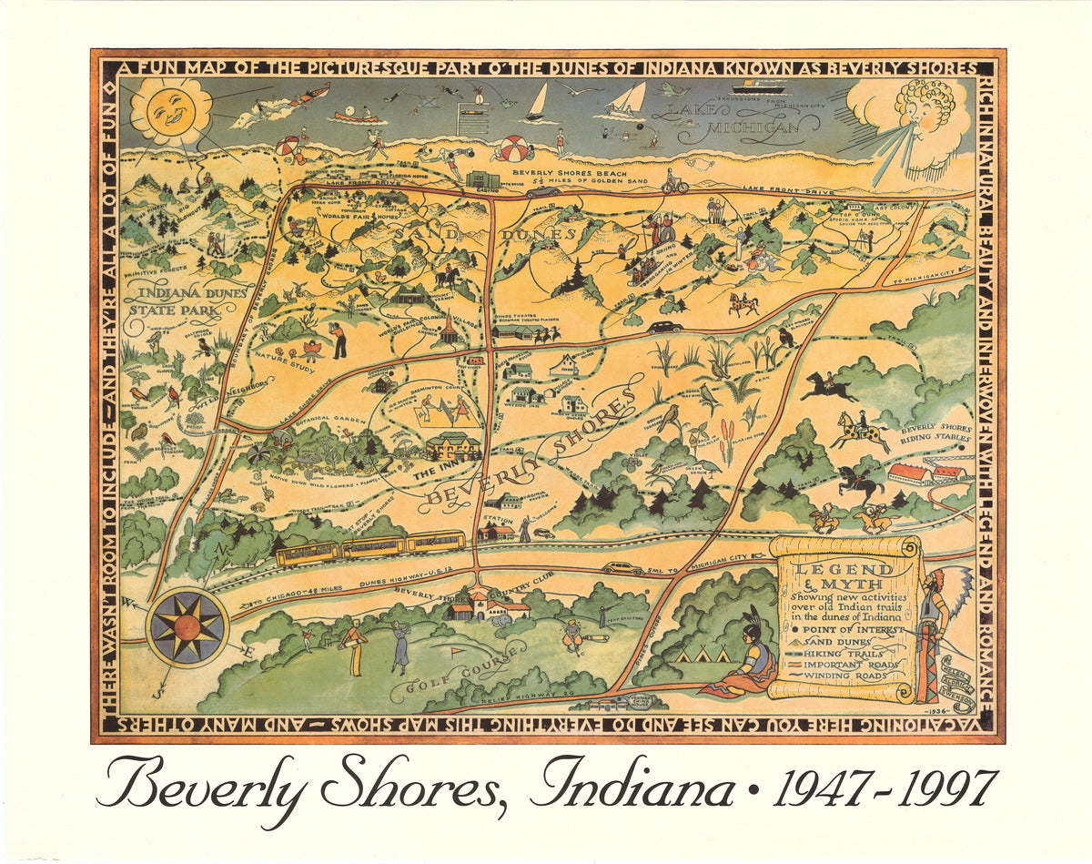 Beverly Shores Fun Map Commemorative Poster – Beverly Shores Depot ...